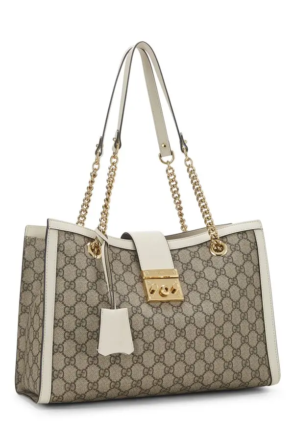 Gucci Original Gg Supreme Canvas Padlock Shoulder Bag - Beige