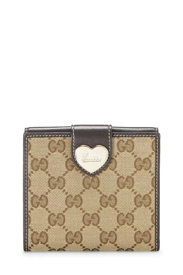 Gucci Original Gg Canvas French Heart Compact Wallet - Brown