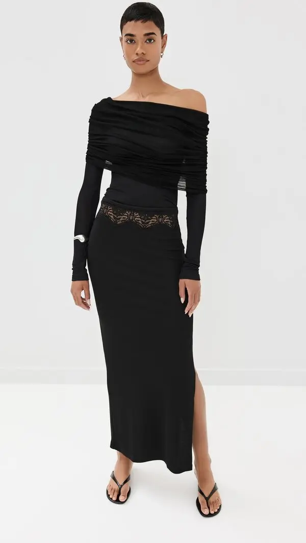 Christopher Esber Sonora Veiled Off-shoulder Knit Top