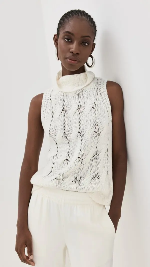 Sablyn Saige B Cashmere Cropped Turtleneck - Gardenia