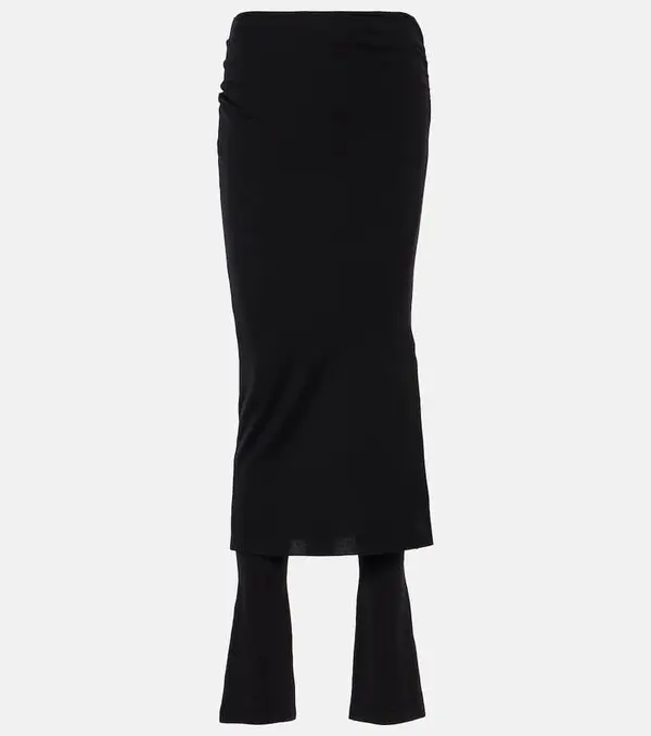 Alaïa Ruched Wool-blend Skirt Pants - Black