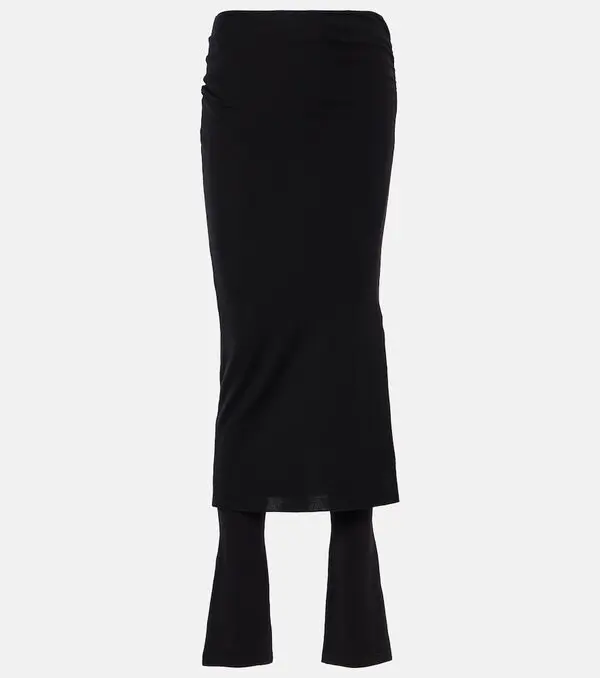 Alaïa Ruched Wool-blend Skirt Pants - Black