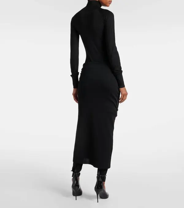 Alaïa Ruched Wool-blend Skirt Pants - Black