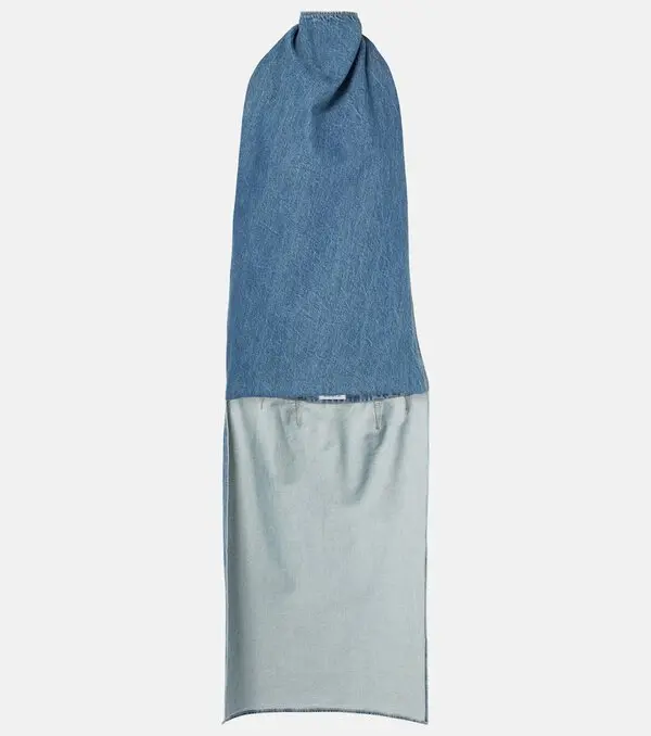 Alaïa Caped Denim Top - Blue