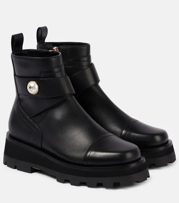 JIMMY CHOO Meena Leather Ankle Boots - Black