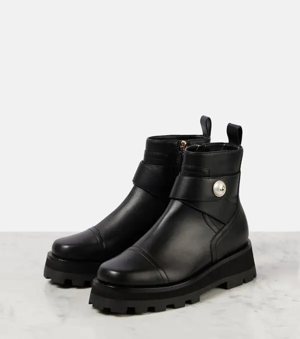 JIMMY CHOO Meena Leather Ankle Boots - Black