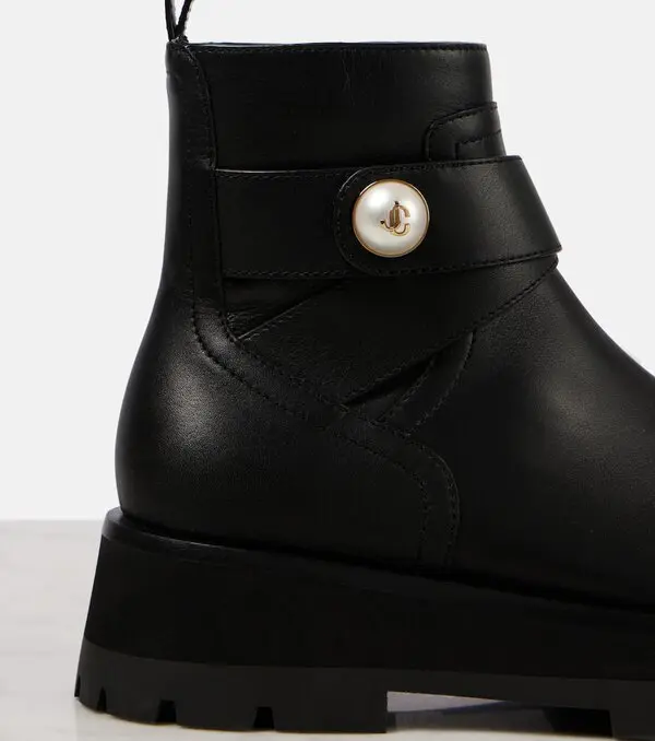 JIMMY CHOO Meena Leather Ankle Boots - Black