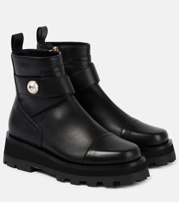 JIMMY CHOO Meena Leather Ankle Boots - Black