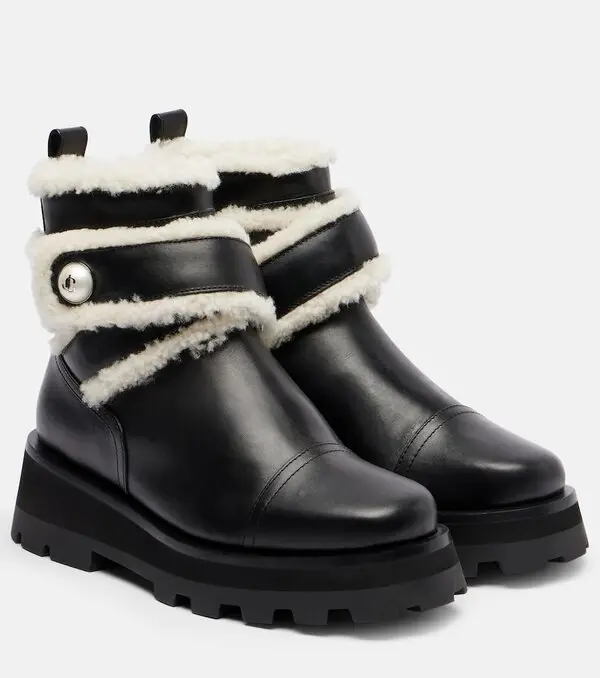 JIMMY CHOO Leather Ankle Boots With Gold Hardware - Black