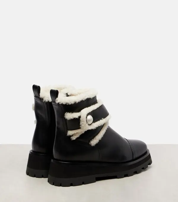 JIMMY CHOO Leather Ankle Boots With Gold Hardware - Black