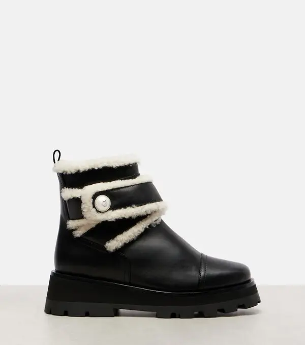 JIMMY CHOO Leather Ankle Boots With Gold Hardware - Black