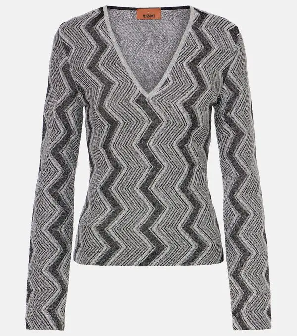 Missoni Zig Zag Metallic Knit Sweater - Black