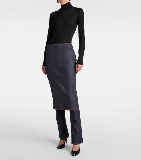 Alaïa Denim Skirt Pants - Blue