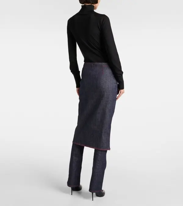 Alaïa Denim Skirt Pants - Blue
