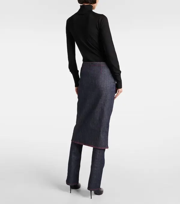 Alaïa Denim Skirt Pants - Blue