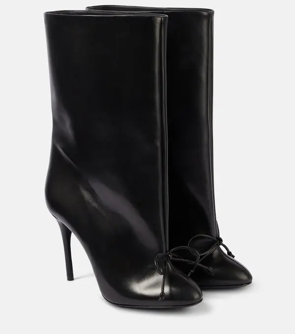 Alaïa 90 Bow-detail Leather Ankle Boots - Black