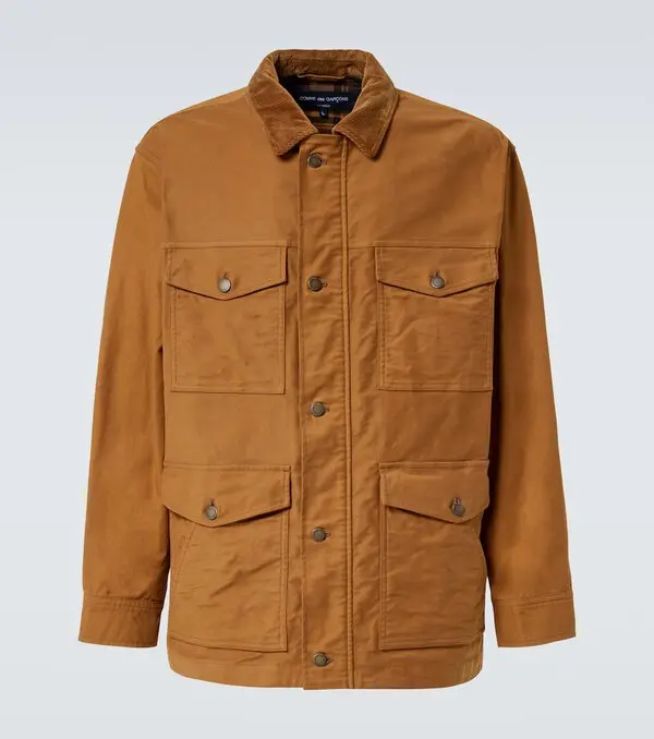 Comme Des Garçons Homme Corduroy-trimmed Cotton Jacket - Brown