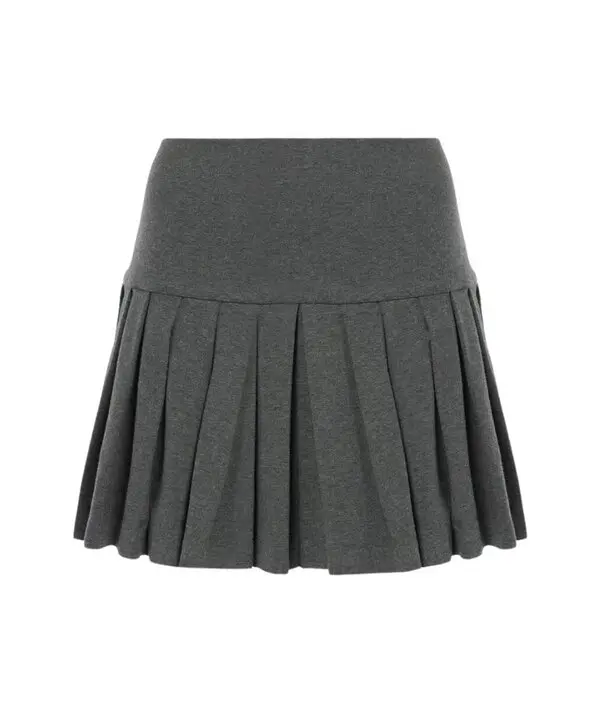 Norma Kamali Pleated Cotton-blend Miniskirt