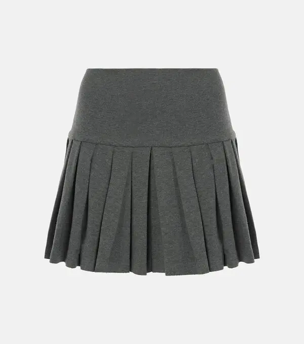Norma Kamali Pleated Cotton-blend Miniskirt