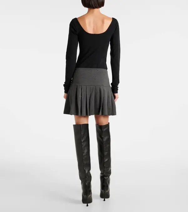 Norma Kamali Pleated Cotton-blend Miniskirt