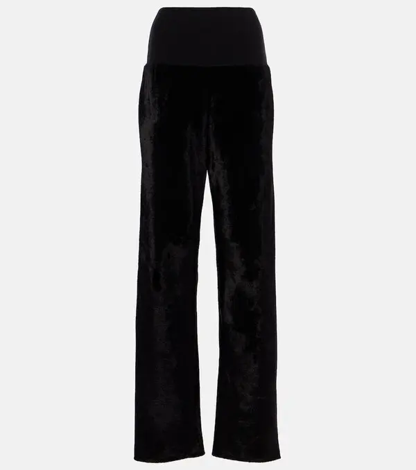 Alaïa Velvet Straight Leg Trousers - Black