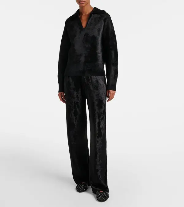Alaïa Velvet Straight Leg Trousers - Black