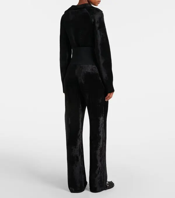 Alaïa Velvet Straight Leg Trousers - Black
