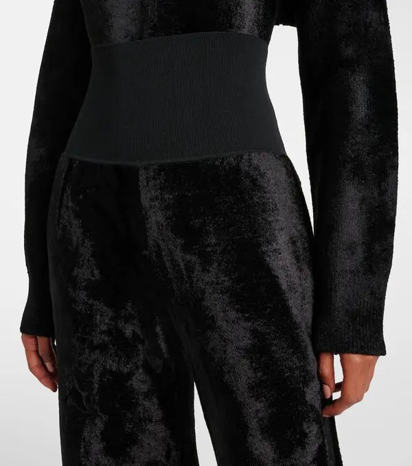 Alaïa Velvet Straight Leg Trousers - Black