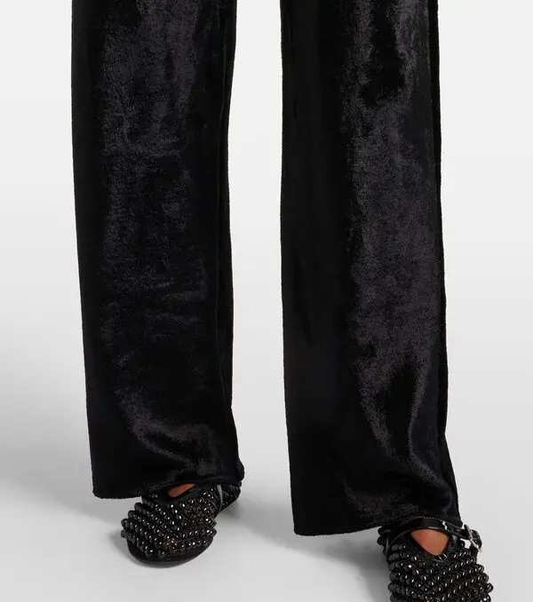 Alaïa Velvet Straight Leg Trousers - Black