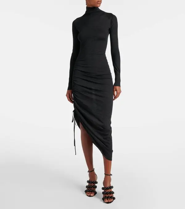 Alaïa Draped Wool Turtleneck Dress