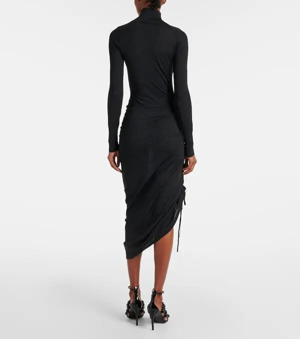 Alaïa Draped Wool Turtleneck Dress