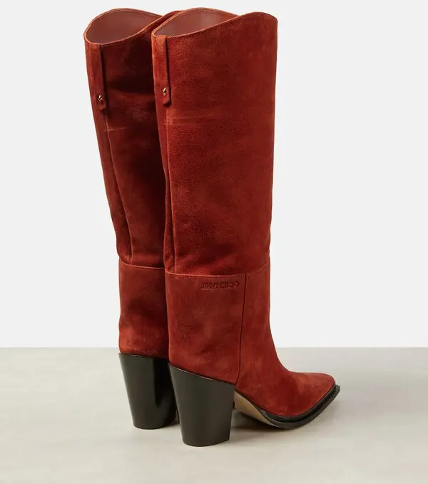 JIMMY CHOO Cece 80 Suede Knee-high Boots - Red