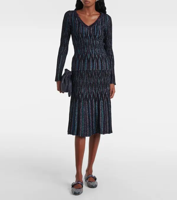 Missoni Pleated Lamé Midi Skirt