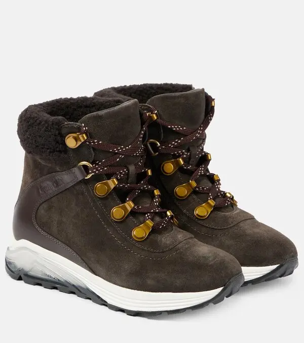 See By Chloé Brett Shearling-trimmed Suede Hiking Boots - Brown