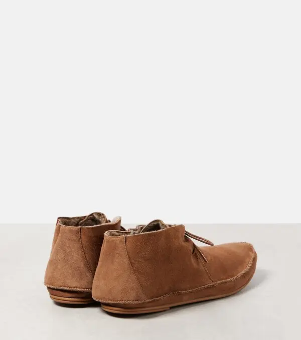 THE ROW Tyler Shearling-lined Suede Moccasins - Brown