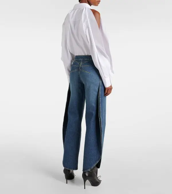 Alaïa High-rise Barrel-leg Jeans - Blue