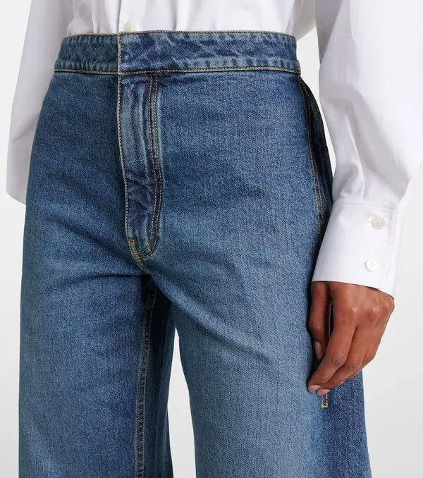 Alaïa High-rise Barrel-leg Jeans - Blue