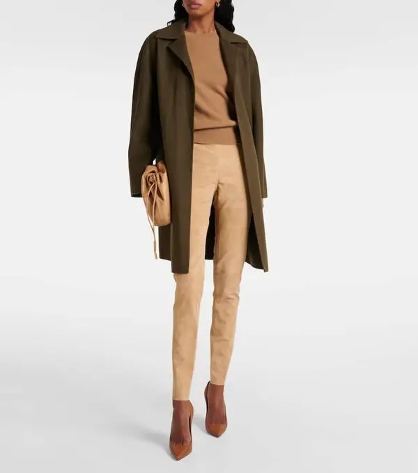 JOSEPH Mid-rise Suede Leggings - Beige