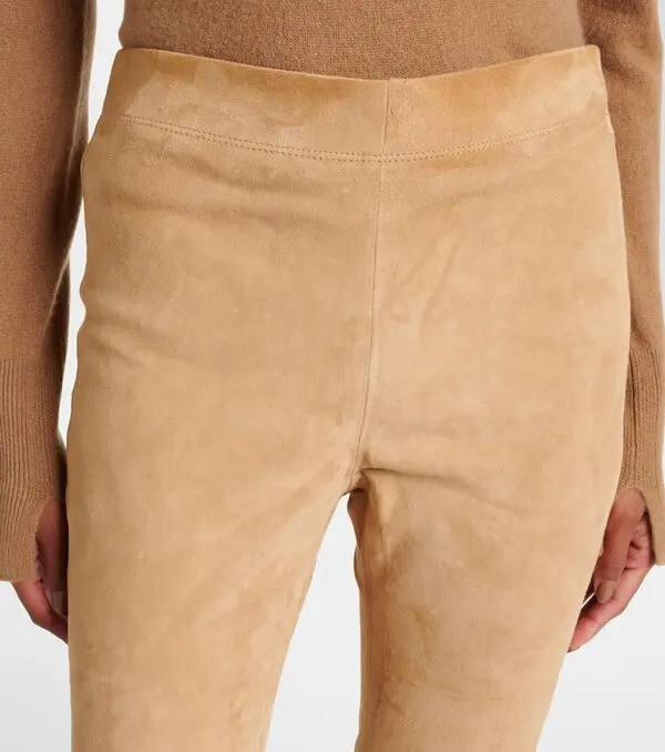 JOSEPH Mid-rise Suede Leggings - Beige