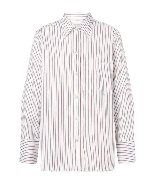 Vince Striped Cotton Poplin Shirt - White