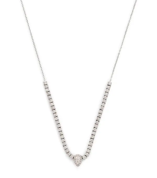 PERSEE Gold And Diamond Pear Tennis Necklace - White