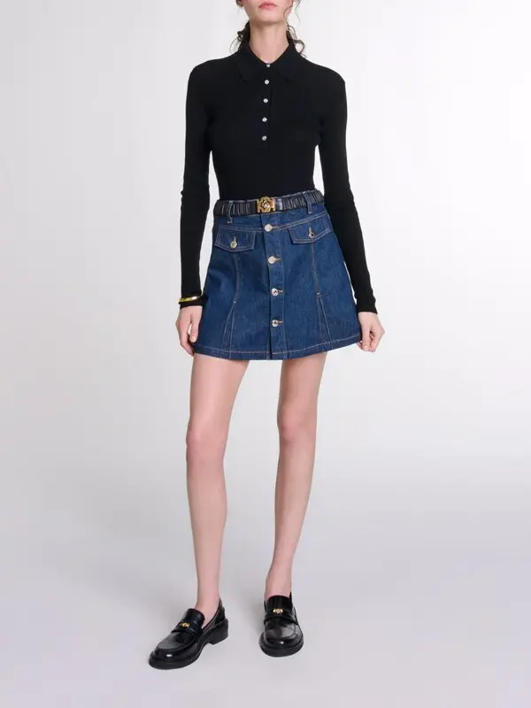 Maje Wool And Silk Bodysuit - Black
