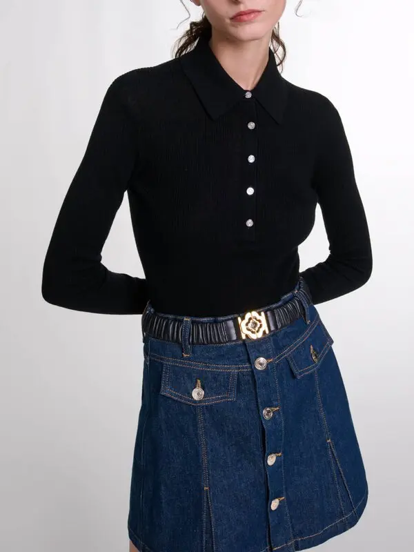 Maje Wool And Silk Bodysuit - Black