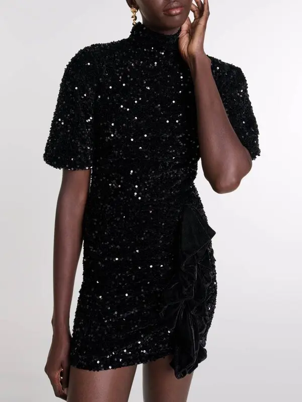 Maje Polyester Short Velvet And Sequinned Dress