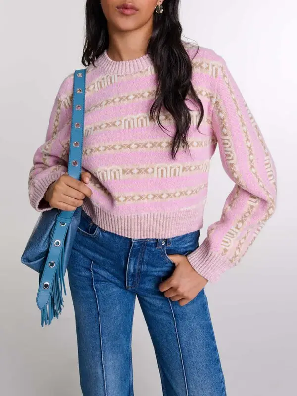 Maje Wool Jacquard Jumper