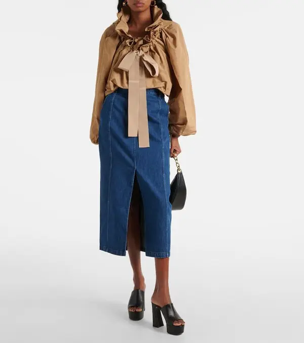 PATOU Denim Maxi Skirt - Blue