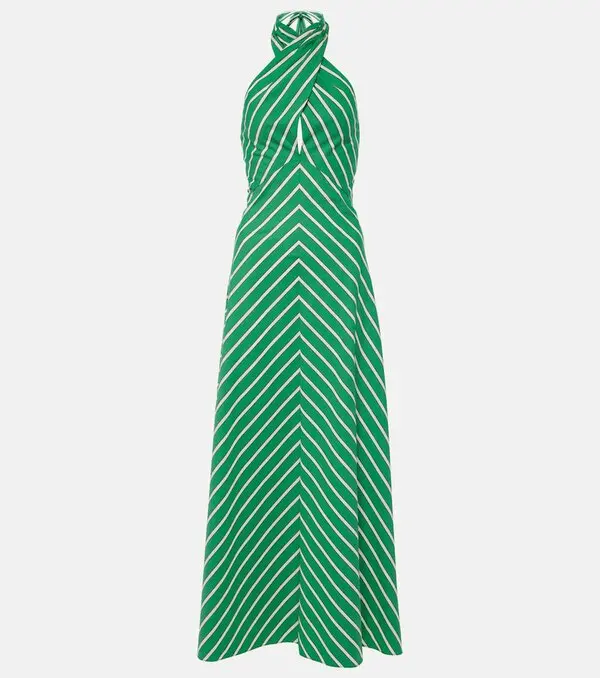 Staud Dawn Striped Cotton Poplin Maxi Dress
