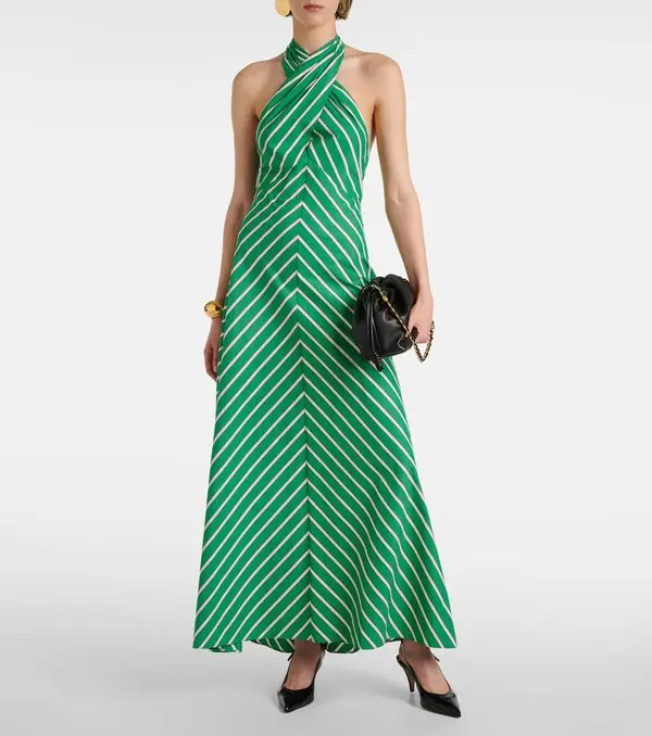 Staud Dawn Striped Cotton Poplin Maxi Dress