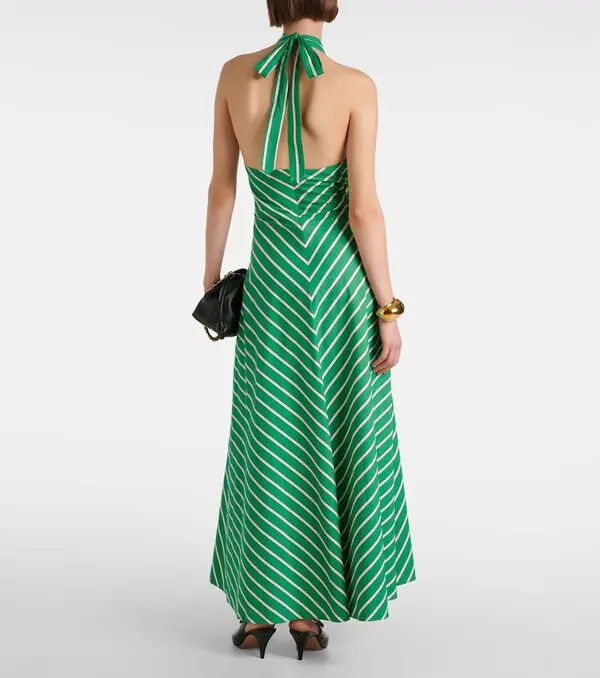 Staud Dawn Striped Cotton Poplin Maxi Dress