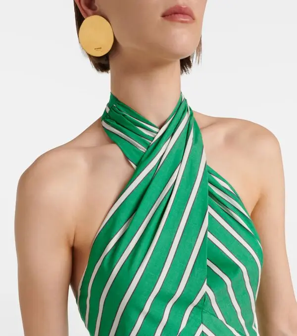 Staud Dawn Striped Cotton Poplin Maxi Dress